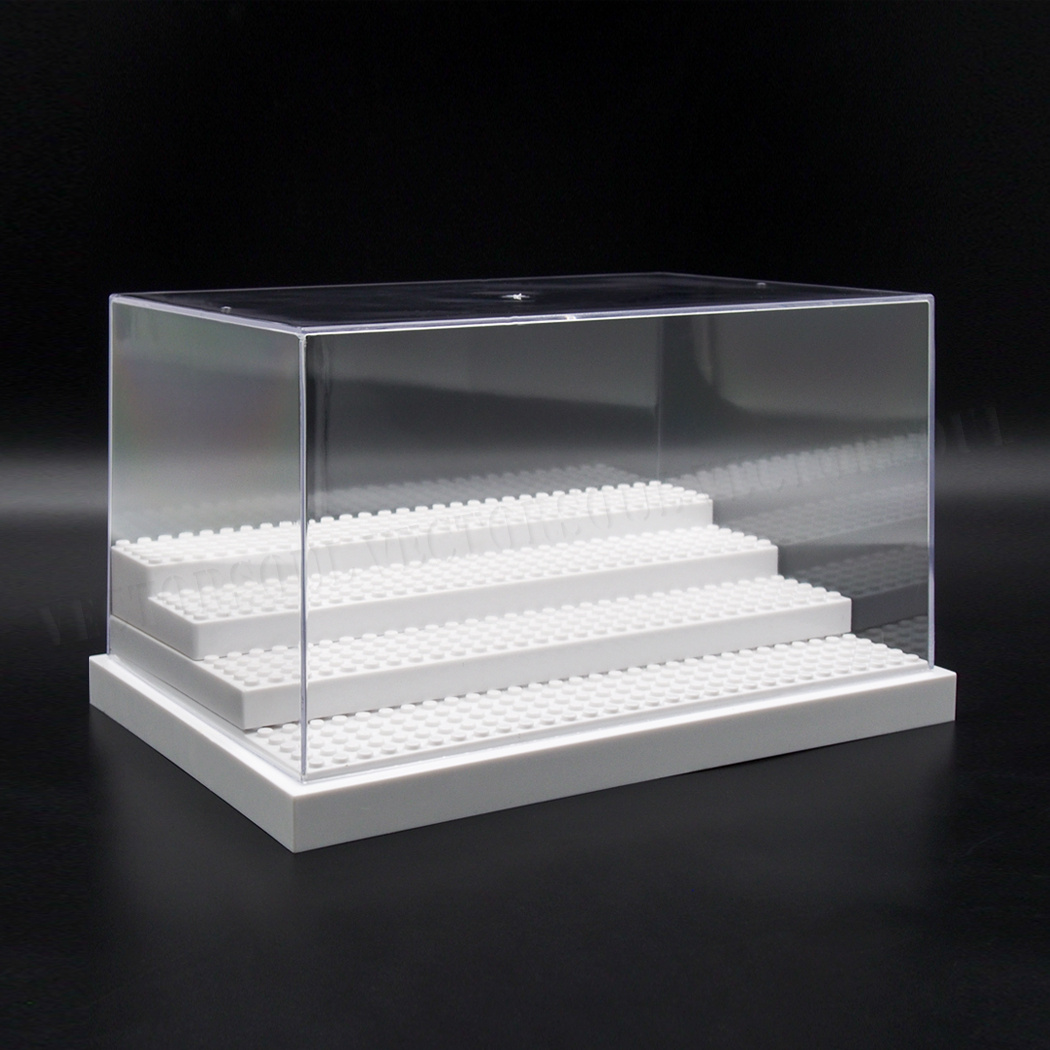 UK White Acrylic Display Case Box Perspex 4 Step For Minifigures ...