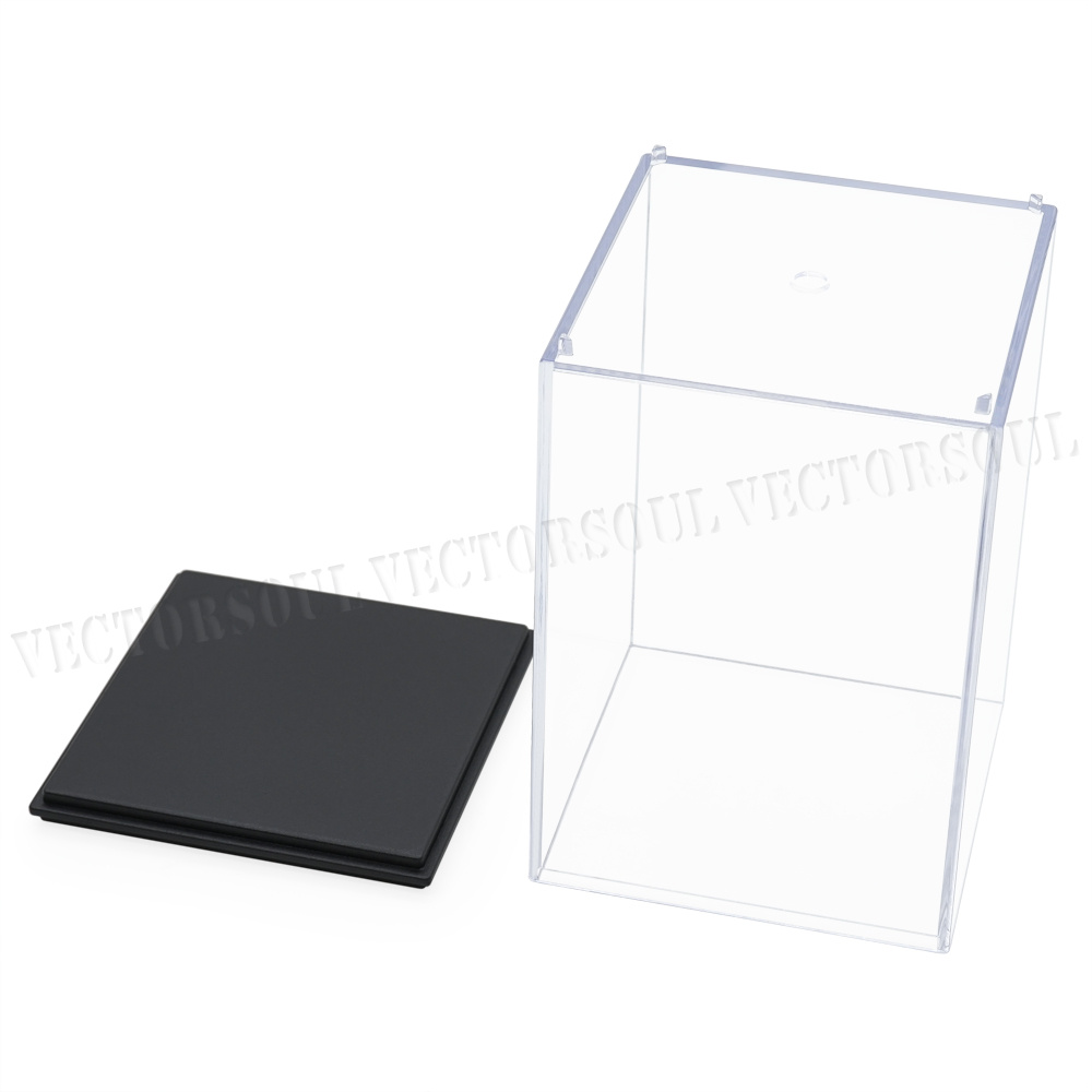 UK 10cm H Acrylic Perspex Display Box Clear Case Plastic Base Dustproof ...
