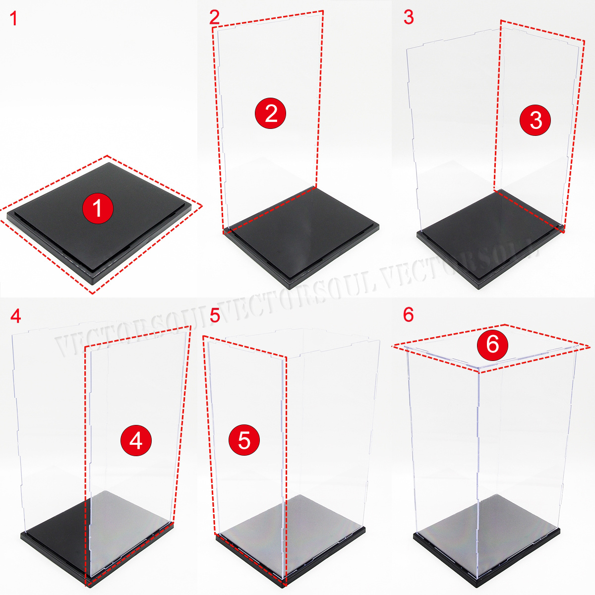 UK Perspex Acrylic Display Case 31cm H Box Plastic Base Dustproof ...
