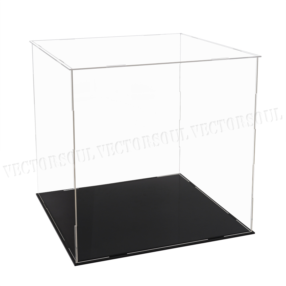 UK Acrylic Clear Cube Perspex Display Box Case 30cm Big Plastic Base ...