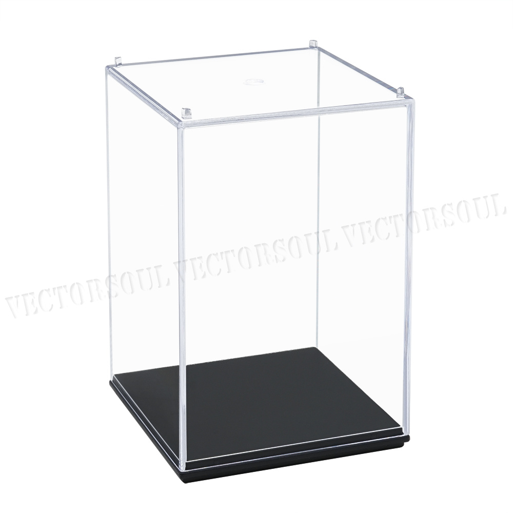 UK 10cm H Acrylic Perspex Display Box Clear Case Plastic Base Dustproof ...