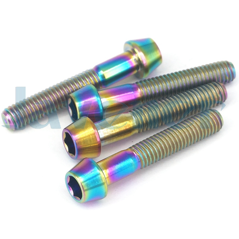 LOT4 M6*1.0 30/35/40/45mm GR5 Titanium Taper Cone Allen Head Bolt ...