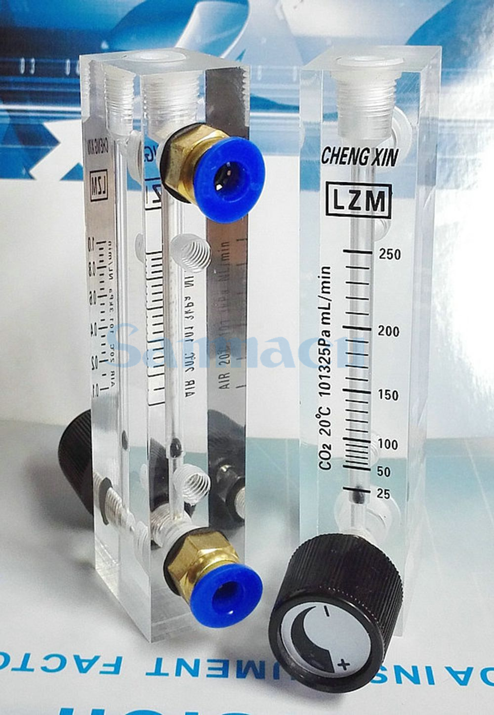 Multiple LZM-6T Panel CO2 Gas Rotameter With Valve Push In Fit 6-10mm ...