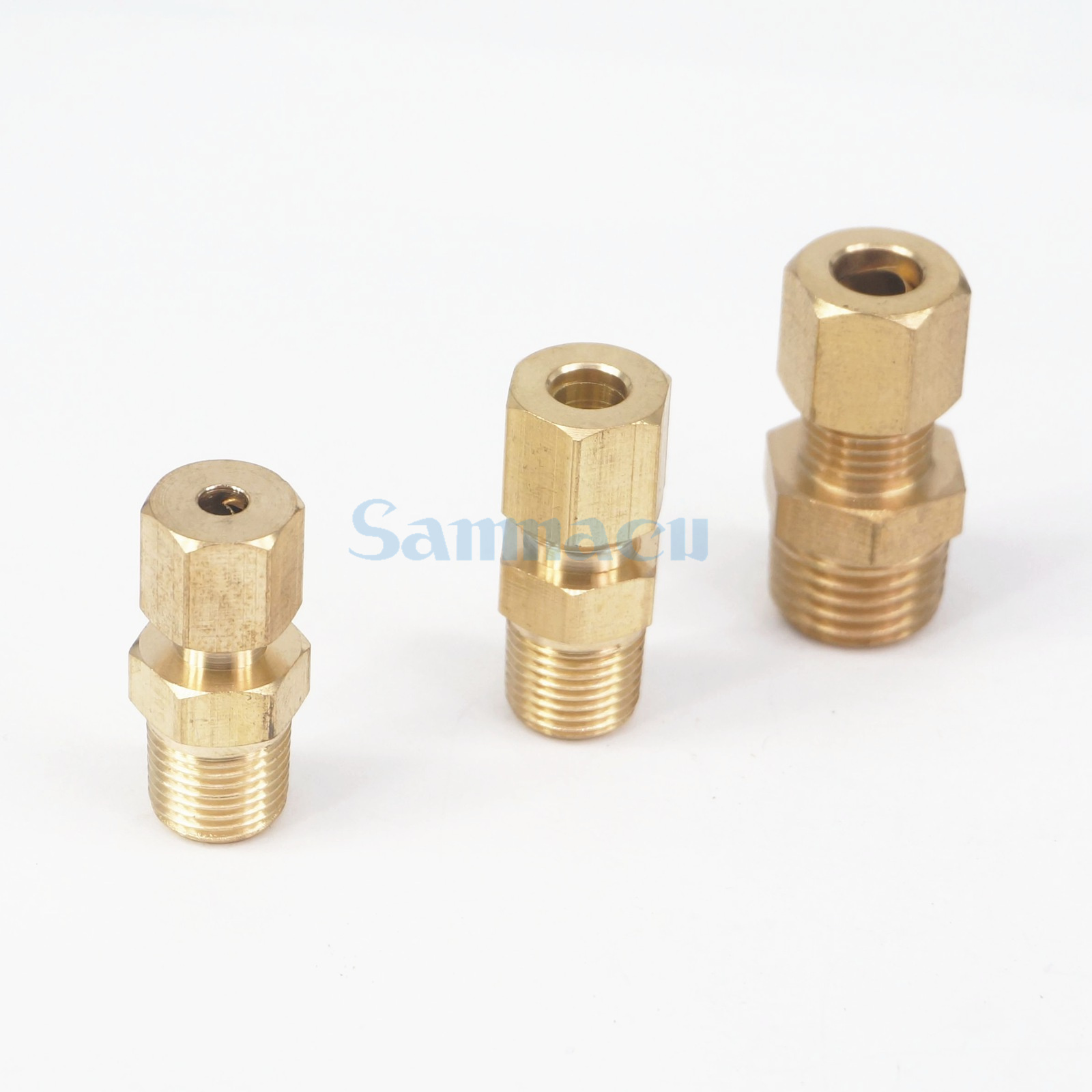 1/8" 1/4" NPT Male x 1/8" 3/16" 1/4" Compression Union Brass Pipe ...