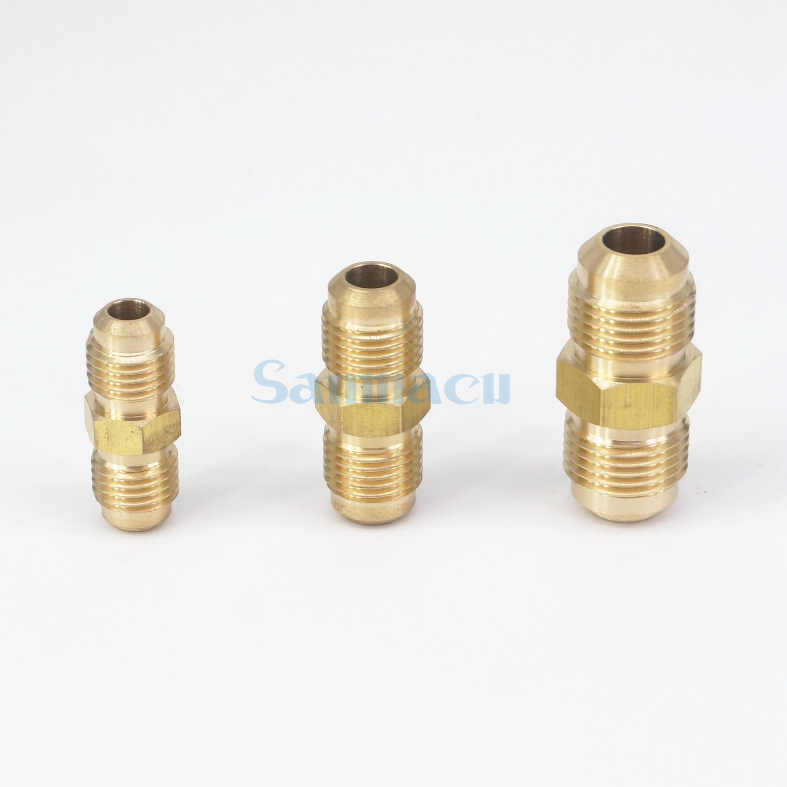 Fit 3/16"- 5/8" Tube O.D Straight Brass SAE 45 Degree Flare Connector ...